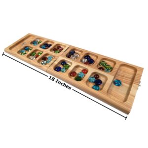 Vicente Oak Wood Folding Mancala Board Game, 18 Inch Set