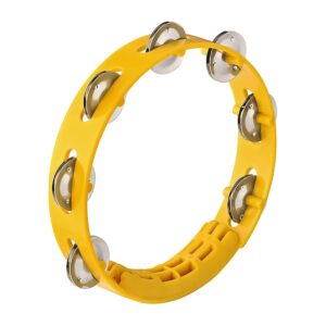 nino percussion nino49y compact 8" abs plastic handheld tambourine, yellow