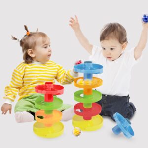 Activity Rattle Balls. 6 Ball Drop Replacement Balls for Baby and Toddlers, Clear Plastic Durable. Ball Ramp Toy Ball Extras.