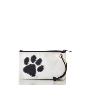 sea bags recycled sail cloth paw print wristlet zip top wristlet clutch zippered wallet with strap