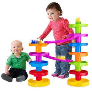 Ball Drop Educational Toy with Bridge - Advanced Spiral Swirl Ball Ramp Activity Playset for Toddlers