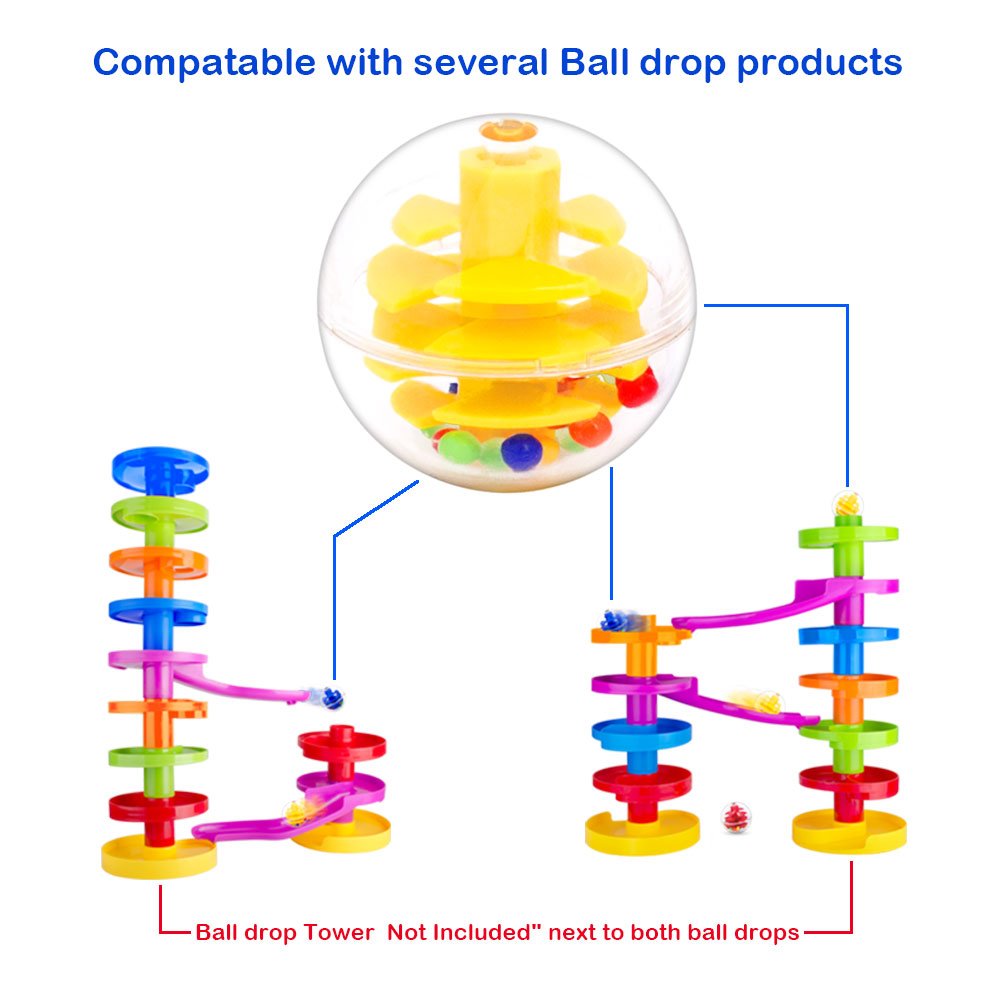 Activity Rattle Balls. 6 Ball Drop Replacement Balls for Baby and Toddlers, Clear Plastic Durable. Ball Ramp Toy Ball Extras.