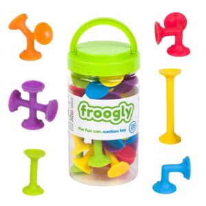 froogly - 25 piece suction toys | montessori bath construction building set silicone preschool daycare shower travel for kids toddlers boys girls ages 3 4 5 6 year old