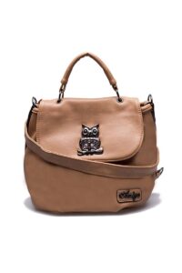 amiya women leather handbag shoulder bag (beige)