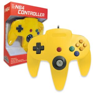 old skool classic wired controller joystick for nintendo 64 n64 game system - yellow