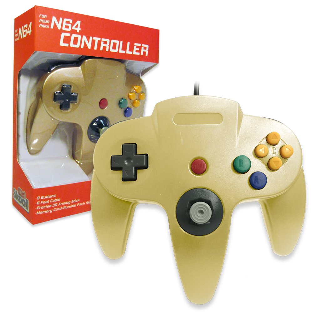 Old Skool Classic Wired Controller Joystick for Nintendo 64 N64 Game System - Gold