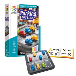 smartgames parking puzzler cognitive skill-building travel game with portable case featuring 60 challenges for ages 7 - adult