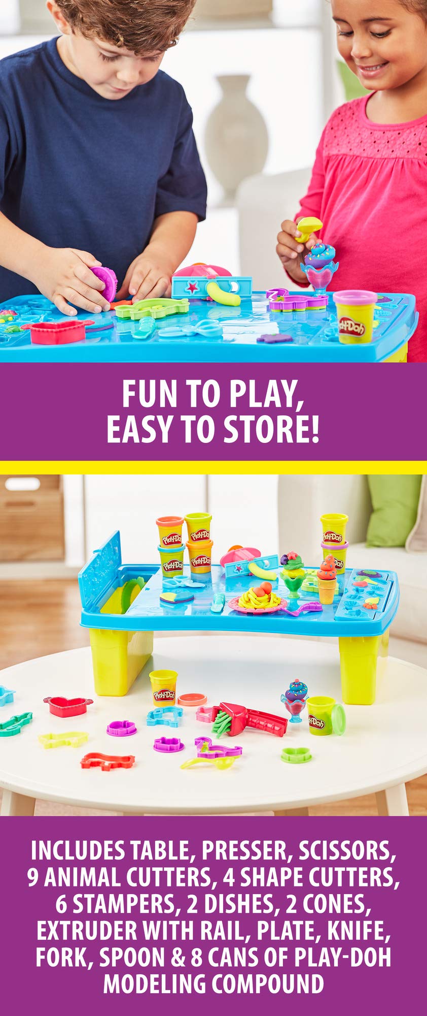 Play-Doh Play 'n Store Table, Arts & Crafts, Activity Table, Ages 3 and up (Amazon Exclusive)