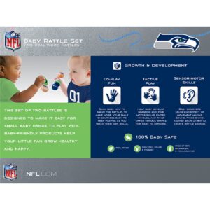 BabyFanatic Wood Rattle 2 Pack - NFL Seattle Seahawks - Officially Licensed Baby Toy Set