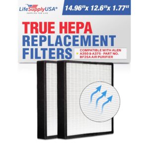 true hepa air cleaner filter replacement bf15a compatible with a350 air cleaner by lifesupplyusa (3-pack)