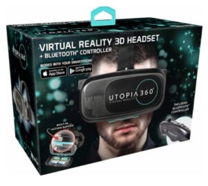 emerge tech euvrc utopia 360degree virtual realty headset with bluetooth controller, black