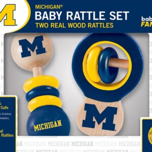 BabyFanatic Wood Rattle 2 Pack - NCAA Michigan Wolverines - Officially Licensed Baby Toy Set