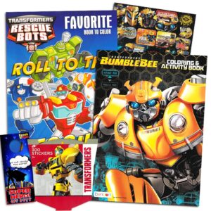 transformers rescue bots coloring and activity super set -- 2 activity books and play pack filled with stickers and door hanger (party supplies)