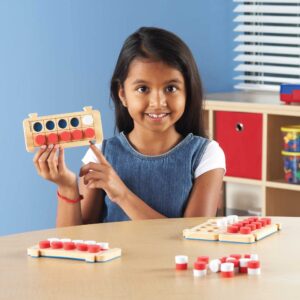 hand2mind Foam RekenRods Ten Frame Boards, Subitizing Math Games, Ten Frame Math Manipulatives, Counting Manipulatives, 10 Frame Math, Rekenrek for Kids Math (4 Ten Frames and 40 Math Counters)