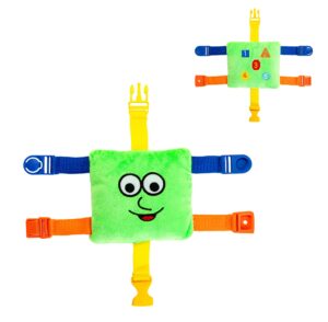 buckle toys - mini buster square - learning activity toy - develop fine motor skills - sensory travel essential for toddlers 1-3