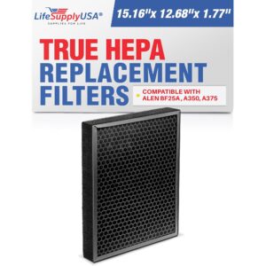 true hepa air cleaner filter replacement compatible with alen bf25a hepa-pure hepa-fresh a350, a375 air cleaner by lifesupplyusa