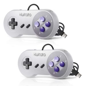 kiwitata 2x classic snes usb controller for retro gamings, super nes wired usb joypad game controller for windows pc mac raspberry pi