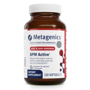 metagenics spm active - specialized pro resolving mediators for joint comfort, tissue health & minor discomfort relief* - non-gmo - gluten free - 120 softgels