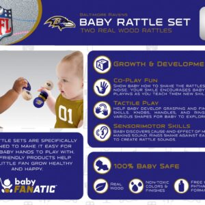 BabyFanatic Wood Rattle 2 Pack - NFL Pittsburgh Steelers - Officially Licensed Baby Toy Set