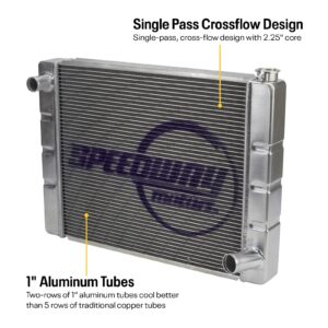 Speedway Motors Chevrolet SBC/BBC Universal Lightweight Aluminum Radiator, 31 Inch Width, Premium Performance with Maximum Cooling, Easy Installation to any Build