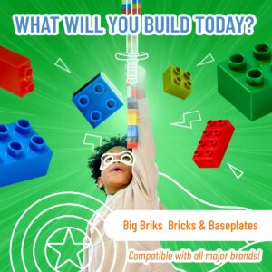 Strictly Briks Compatible with Lego Classic Big Briks Stackable Baseplates, Large Pegs for Ages 3 and Up, 100% Compatible with All Major Brands, Green, 1 Piece, 13.75" x 16.25" Inches