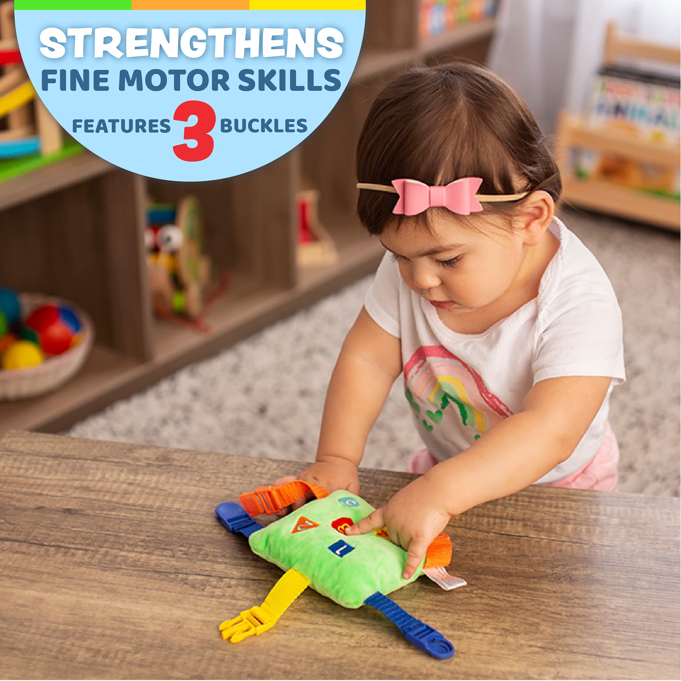 Buckle Toys - Mini Buster Square - Learning Activity Toy - Develop Fine Motor Skills - Sensory Travel Essential for Toddlers 1-3