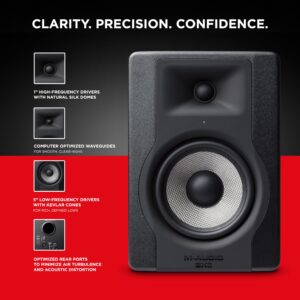 M-Audio BX5 - 5 inch Studio Monitor Speaker for Music Production & Mixing with Acoustic Space Control, 100W 2 Way Active Speaker, Single,Black