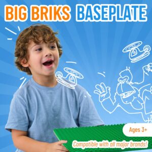 Strictly Briks Compatible with Lego Classic Big Briks Stackable Baseplates, Large Pegs for Ages 3 and Up, 100% Compatible with All Major Brands, Green, 1 Piece, 13.75" x 16.25" Inches