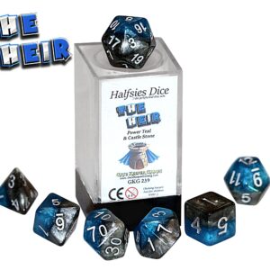 Gate Keeper Games & Dice Gate Keeper Games The Heir Halfsies Dice - 7 Die Polyhedral RPG Gaming Dice Set - Power Teal & Castle Stone