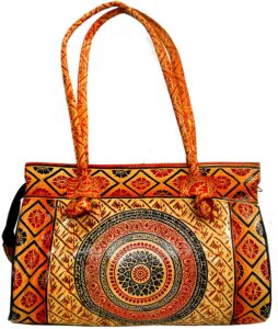 mandala design/circles design traditional indian 100% genuine pure shantiniketan leather shoulder bag