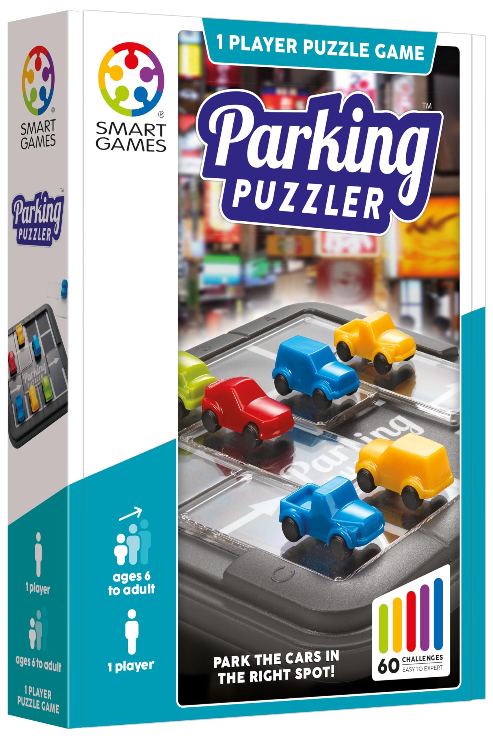 SmartGames Parking Puzzler Cognitive Skill-Building Travel Game with Portable Case featuring 60 Challenges for Ages 7 - Adult