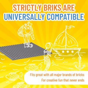 Strictly Briks Compatible with Lego Classic Big Briks Stackable Baseplates, Large Pegs for Ages 3 and Up, 100% Compatible with All Major Brands, Grey, 1 Piece, 13.75" x 16.25" Inches