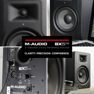 M-Audio BX5 - 5 inch Studio Monitor Speaker for Music Production & Mixing with Acoustic Space Control, 100W 2 Way Active Speaker, Single,Black