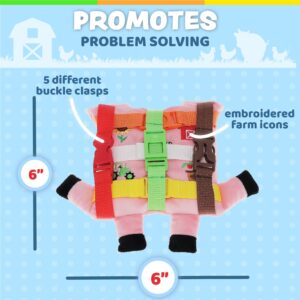 Buckle Toys - Boink Pig - Learning Activity - Develop Fine Motor Skills and Problem Solving - Sensory Toddler Travel Toy