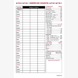 american canasta score pads (5 pads, 50 sheets each) enjoy the original! proudly made in the usa.