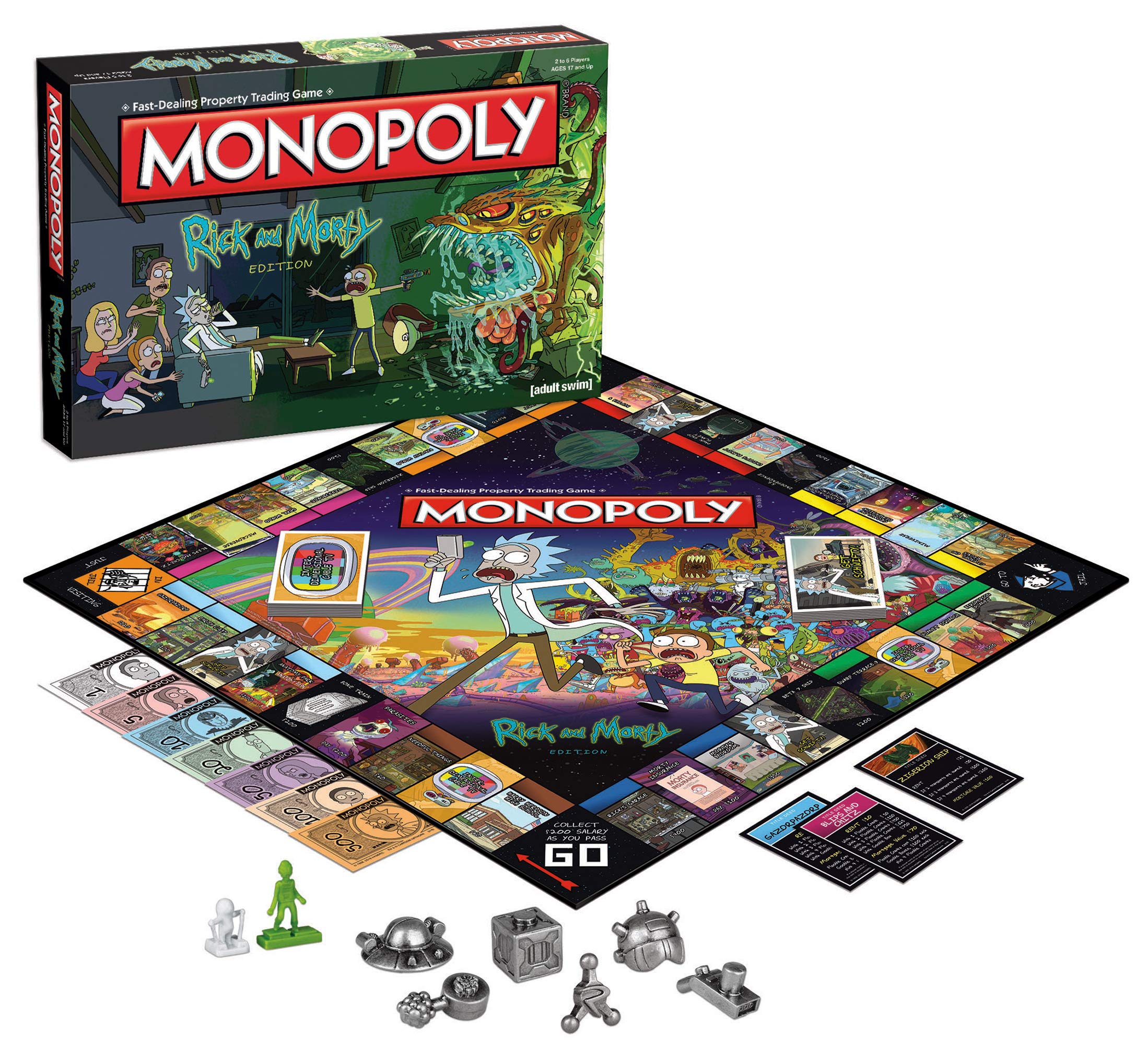 Monopoly Rick and Morty Board Game | Based on the hit Adult Swim series Rick & Morty | Offically Licensed Rick Morty Merchandise | Themed Classic Monopoly Game