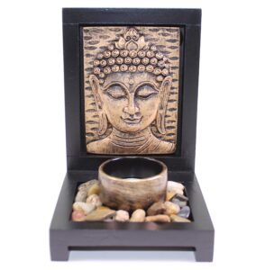 we pay your sales tax tabletop bronze empaistic india buddha face zen garden with rock candle holder gift & home decor g16276