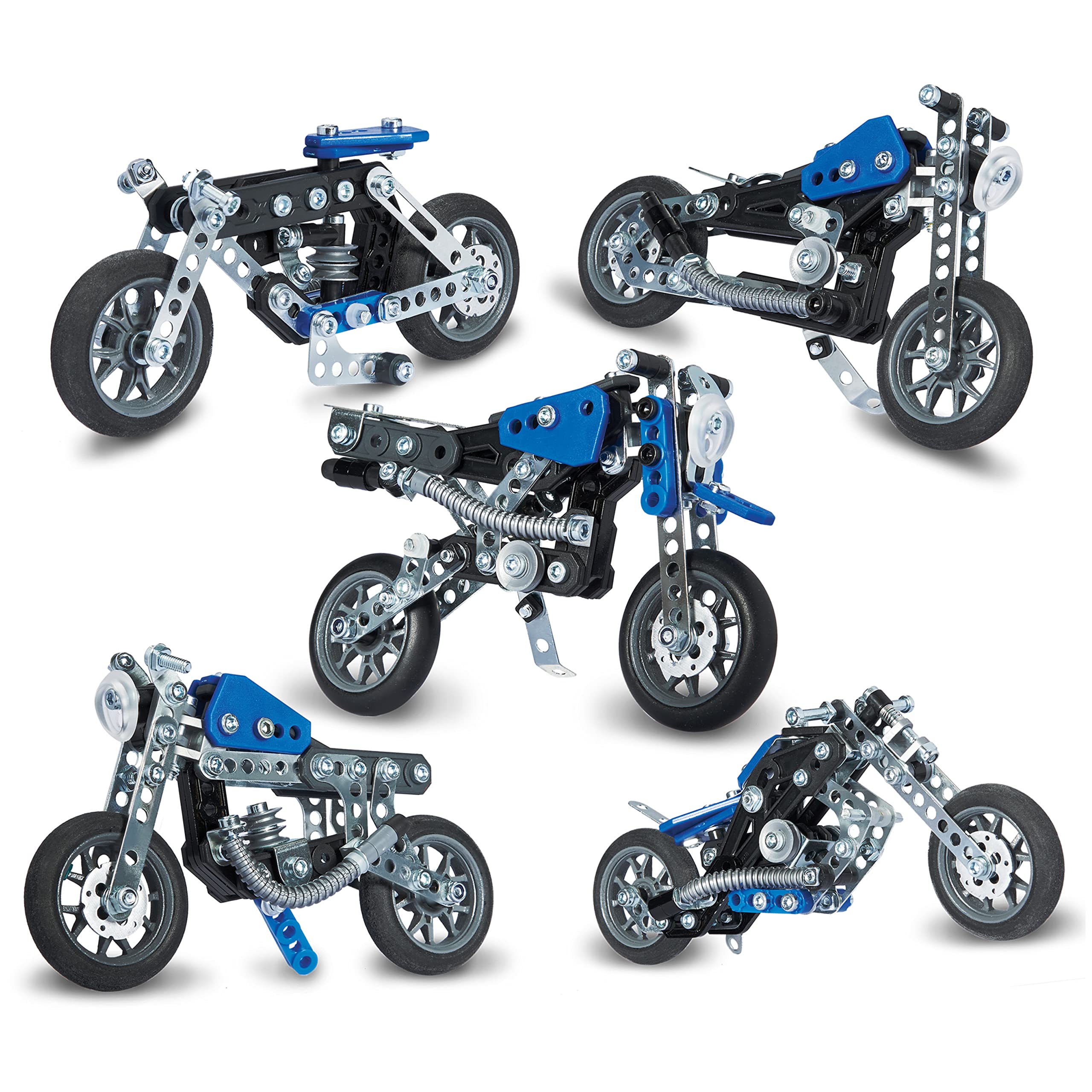 Meccano Erector, 5 in 1 Model Building Set - Motorcycles, 174 Pieces, for Ages 8 and up, STEM Construction Education Toy