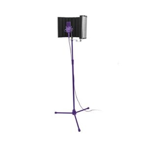 on-stage asms4730 isolation shield (background noise and reflection barrier for microphones, portable absorption and diffusion, 5/8”-27 threaded mic-stand mount, adjustable height and distance)