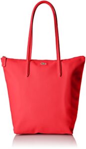 lacoste women's l.12.12 concept vertical shopping tote bag, navy/iberis red, one size