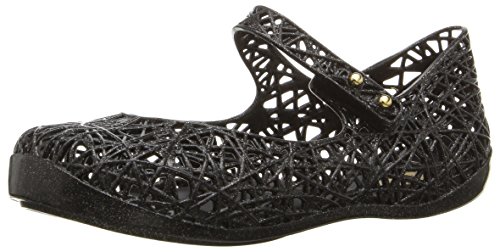 Mini Melissa Girl's Mini Campana Zig ZAG VI Mary Jane, Black Glitter, 7 M US Toddler