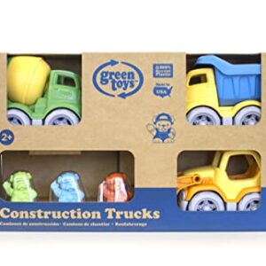 Green Toys Construction Vehicle Set, 3-Pack - Pretend Play, Motor Skills, Kids Toy Vehicles. No BPA, phthalates, PVC. Dishwasher Safe, Recycled Plastic, Made in USA.