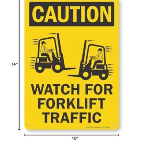 SmartSign "Caution - Watch for Forklift Traffic" Sign | 10" x 14" Aluminum - S2-0594-AL-14