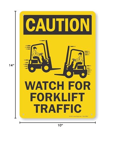 SmartSign "Caution - Watch for Forklift Traffic" Sign | 10" x 14" Aluminum - S2-0594-AL-14