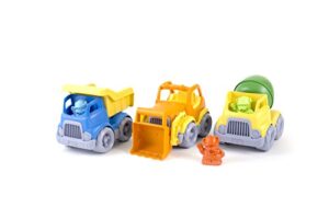 green toys construction vehicle set, 3-pack - pretend play, motor skills, kids toy vehicles. no bpa, phthalates, pvc. dishwasher safe, recycled plastic, made in usa.