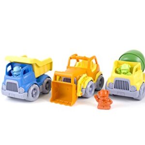 Green Toys Construction Vehicle Set, 3-Pack - Pretend Play, Motor Skills, Kids Toy Vehicles. No BPA, phthalates, PVC. Dishwasher Safe, Recycled Plastic, Made in USA.