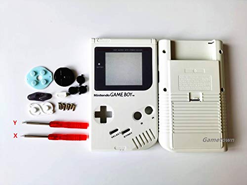 Gametown Full Housing Shell Cover Case Pack with Screwdriver for Nintendo Gameboy Classic/Original GB DMG-01 Repair Part-White