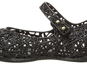 Mini Melissa Girl's Mini Campana Zig ZAG VI Mary Jane, Black Glitter, 7 M US Toddler