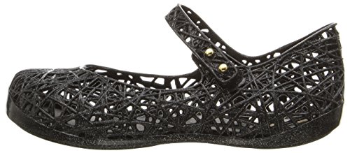 Mini Melissa Girl's Mini Campana Zig ZAG VI Mary Jane, Black Glitter, 7 M US Toddler