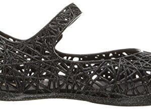 Mini Melissa Girl's Mini Campana Zig ZAG VI Mary Jane, Black Glitter, 7 M US Toddler